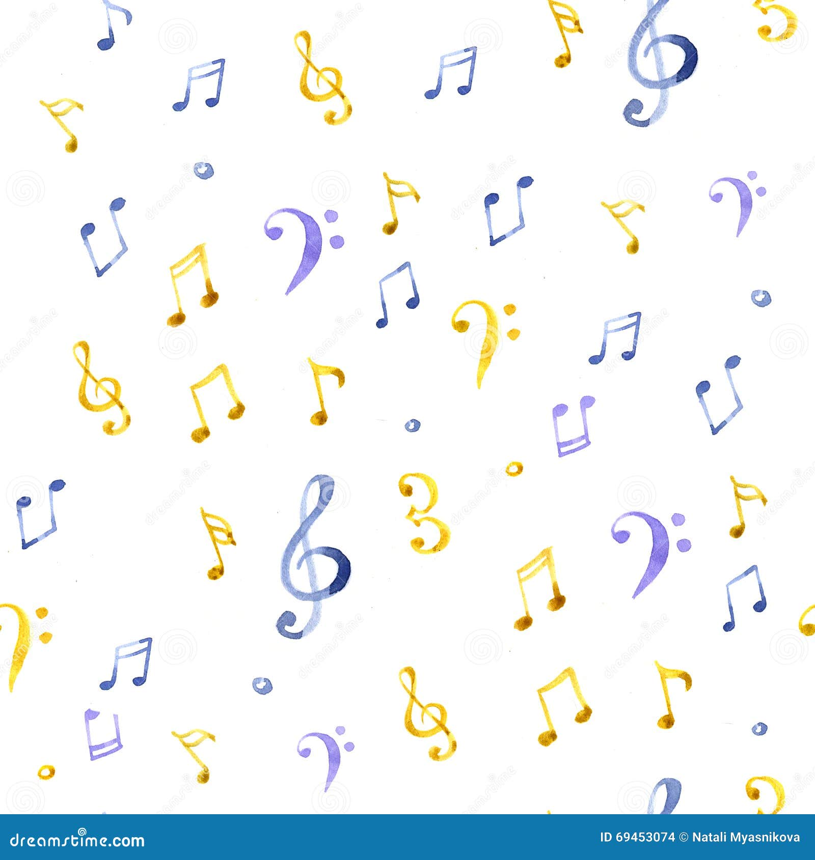Watercolor Splash Music Pattern Stock Illustration - Illustration of ...