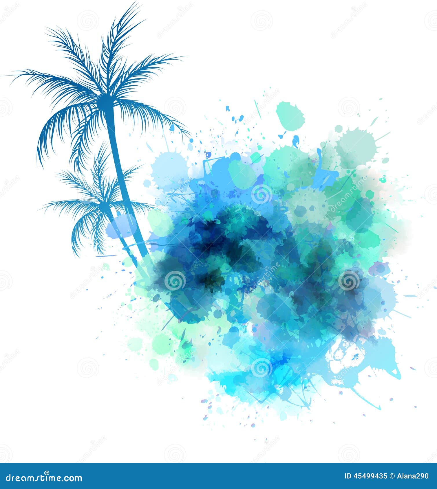 Watercolor Splash with Palm Stock Vector - Illustration of tree ...