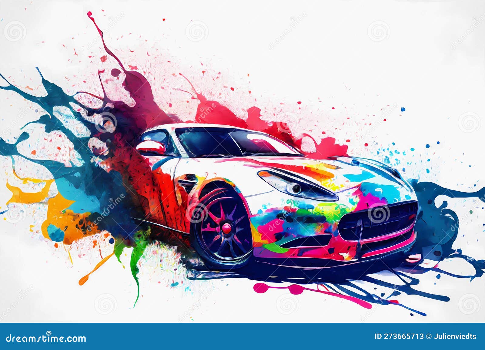 Watercolor Splash on Sports Car. Generative Ai Stock Illustration ...