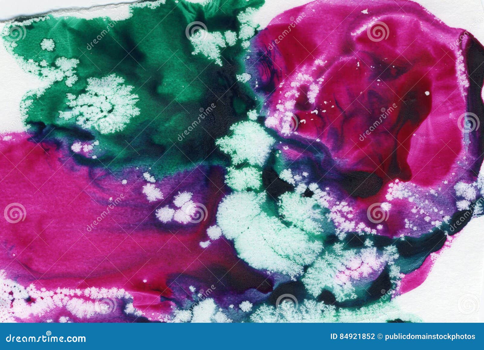 Watercolor Splat, Pink And Green Picture. Image: 84921852