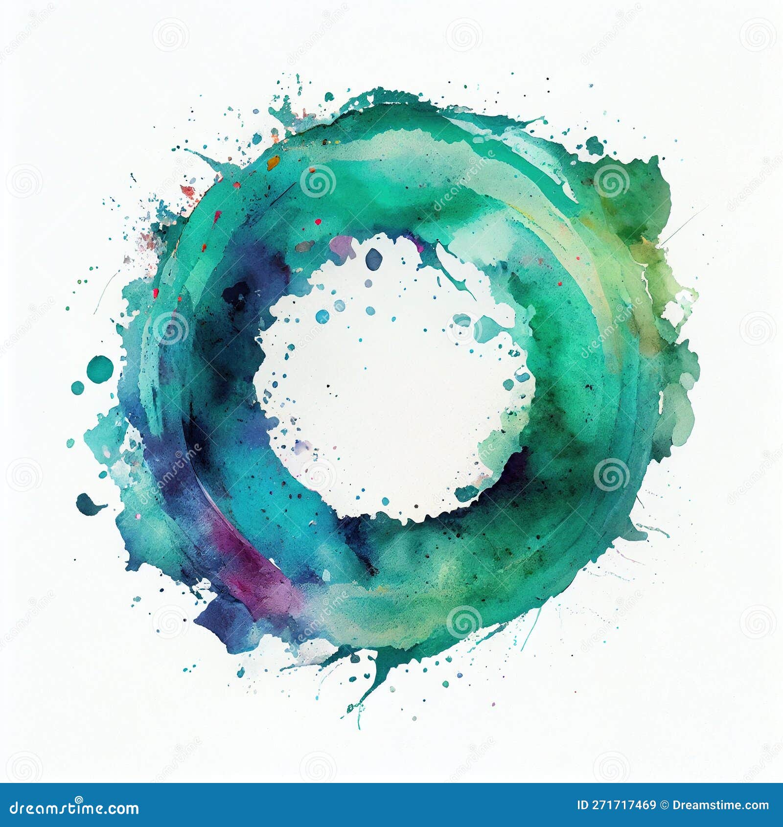 Watercolor Spot, Circular Multicolor Paint Splatter Generative AI Stock ...