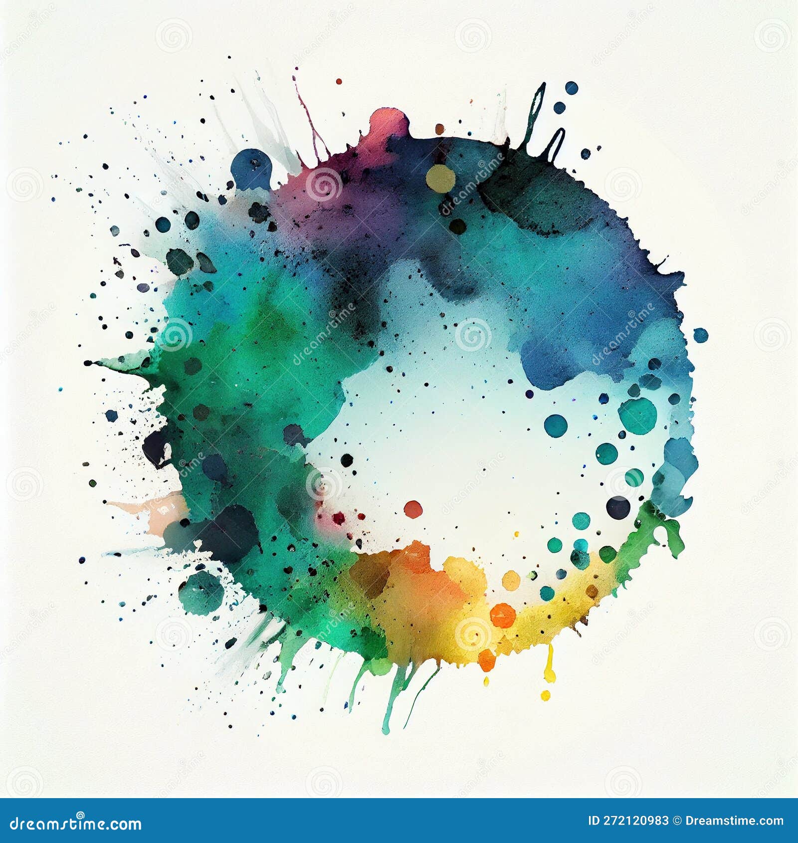 Watercolor Spot, Circular Multicolor Paint Splash, Generative AI Stock ...