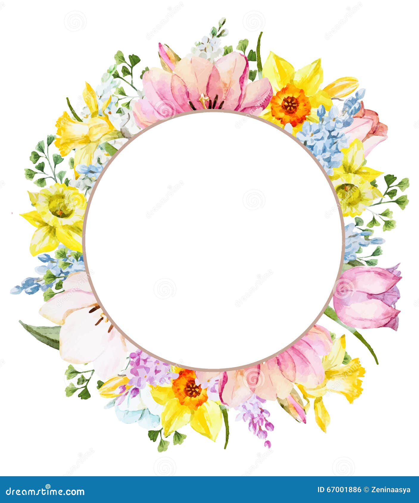 Watercolor Spring Floral Frame Stock Vector - Illustration of birthday ...