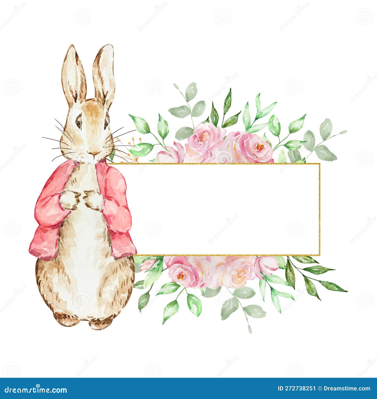 Peter Rabbit Bunny With Soft Roses Overlay Illustration Royalty-Free ...