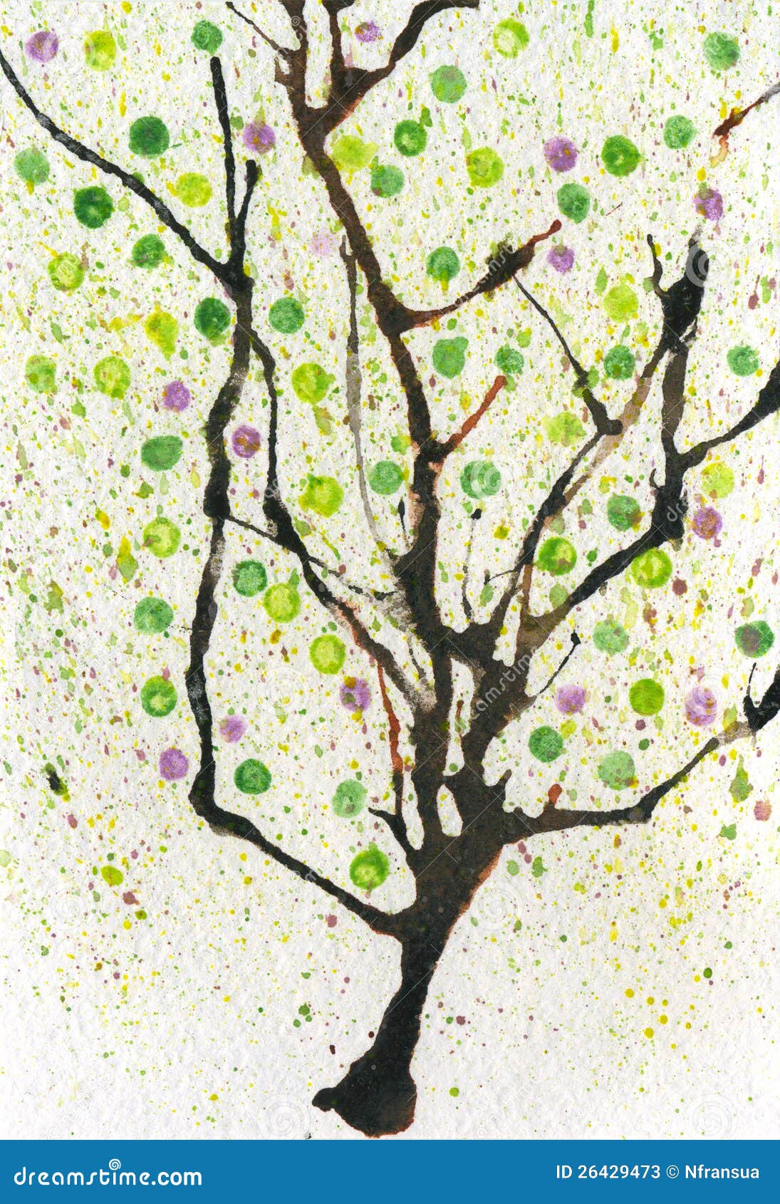 Watercolor spring tree stock illustration. Illustration of design ...