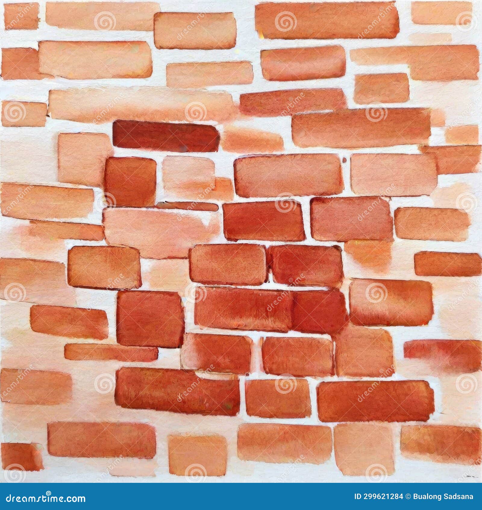 Watercolor of Stack of Red Bricks Stock Illustration - Illustration of ...