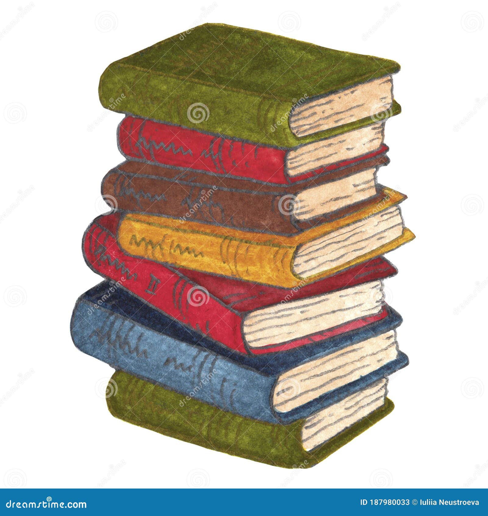 Watercolor Stack Of Vintage Books Illustration Stock Illustration