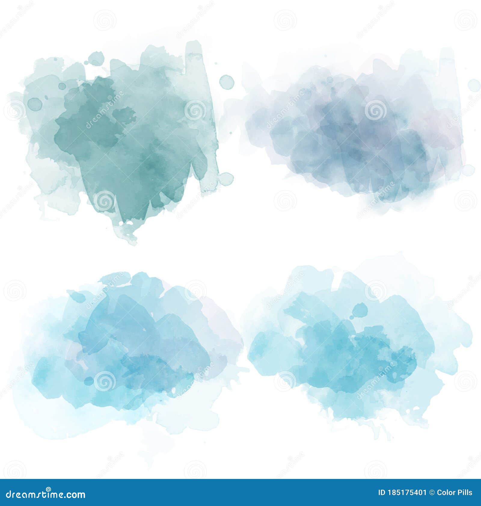 Watercolor Stains Set Isolated on White Background Stock Vector ...