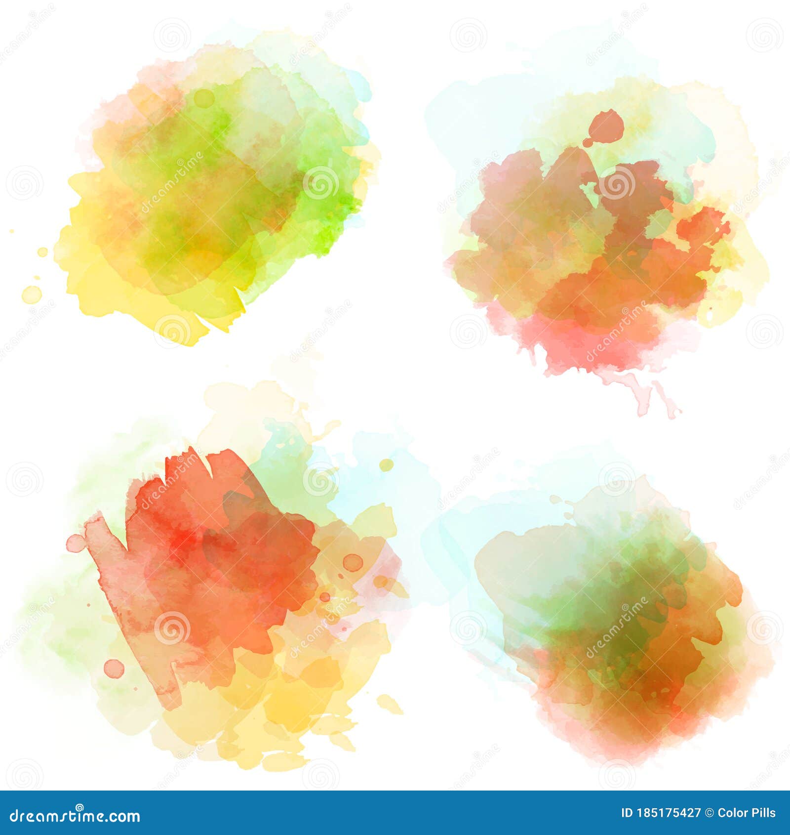 Watercolor Stains Set Isolated on White Background Stock Vector ...