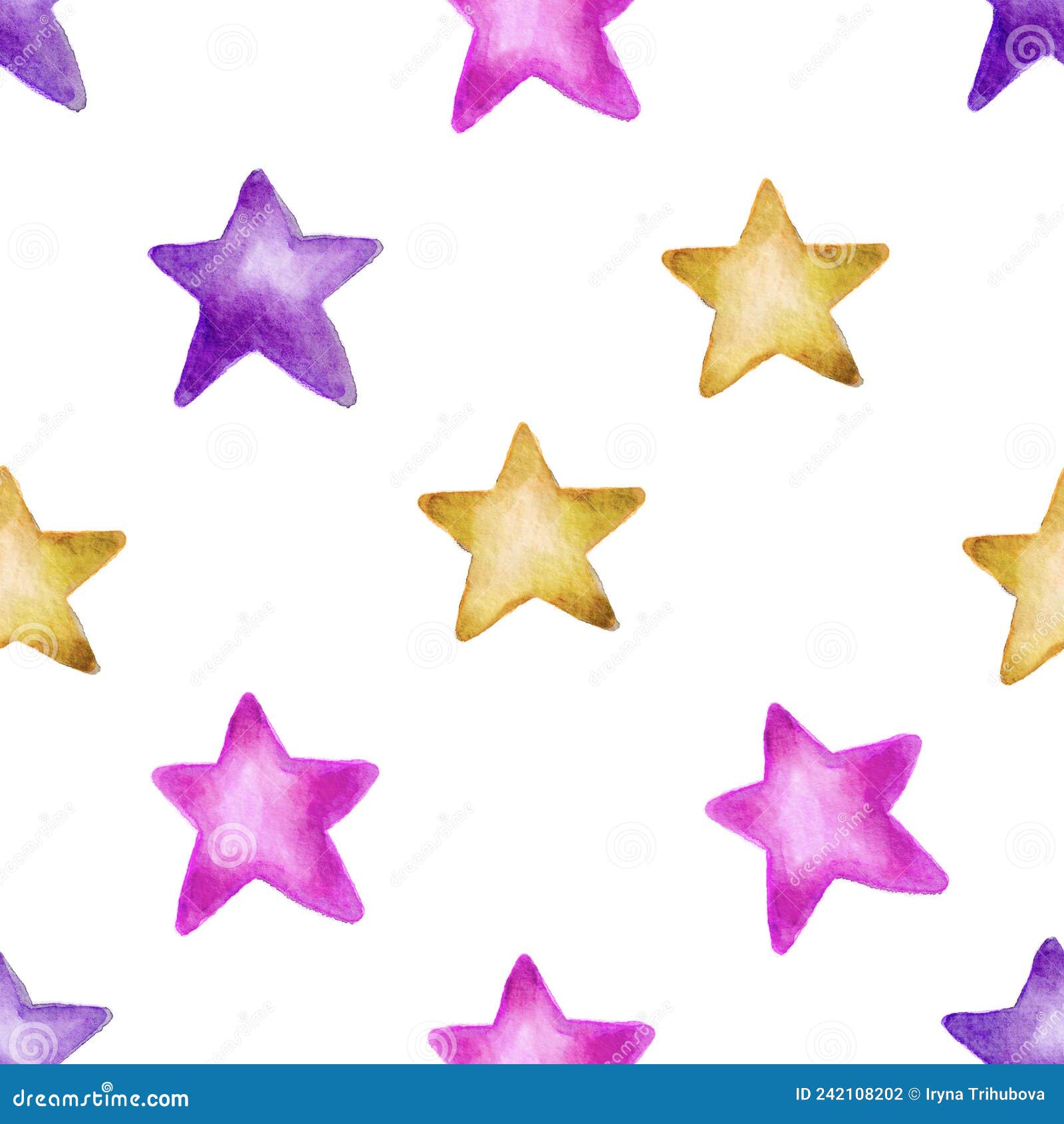 Watercolor Star Seamless Cute Kids Texture Stock Photo - Image of night ...