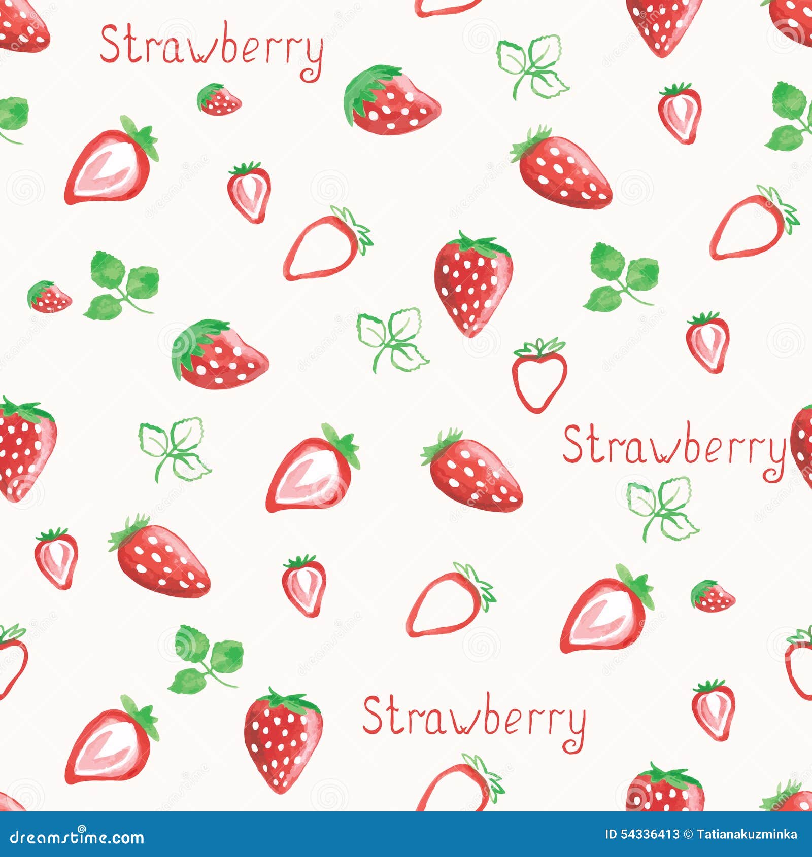 Watercolor Strawberry Background. Hand Drawn Stock Vector ...