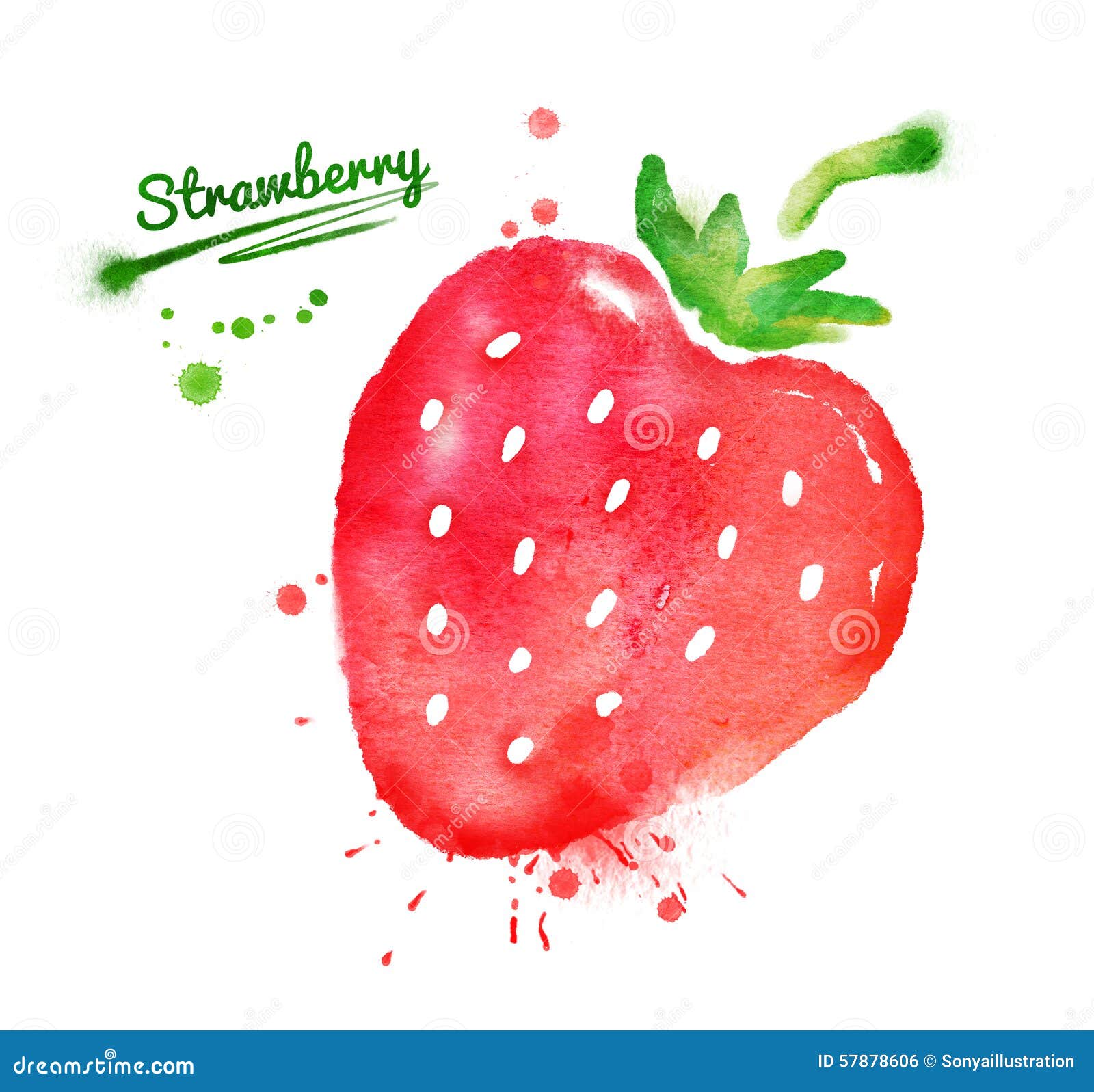 Watercolor strawberry stock illustration. Illustration of fresh - 57878606