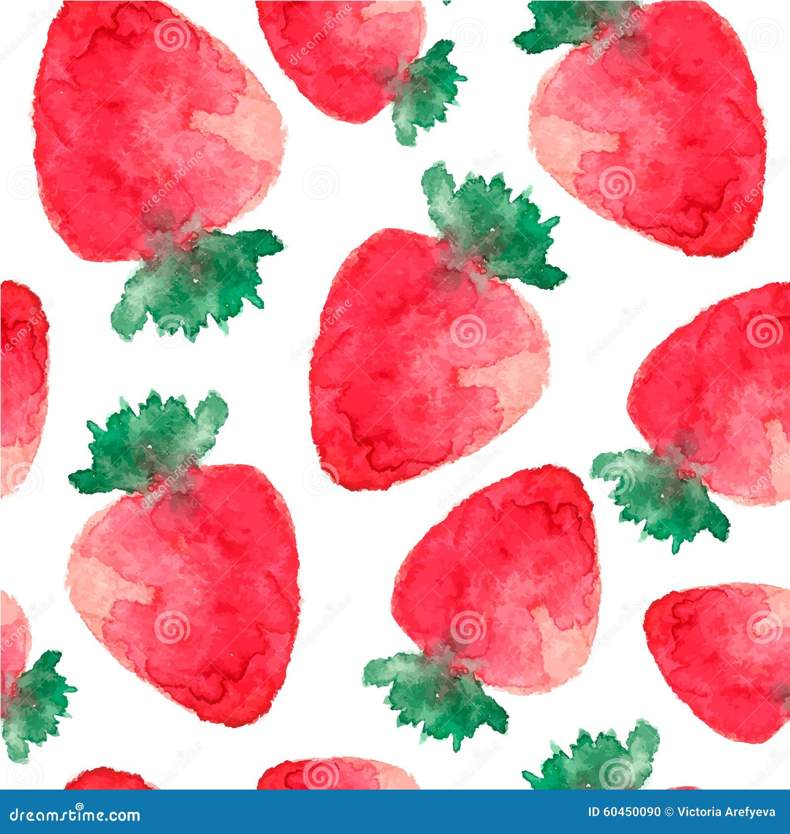 Watercolor Strawberry Seamless Pattern. Stock Vector - Illustration of ...