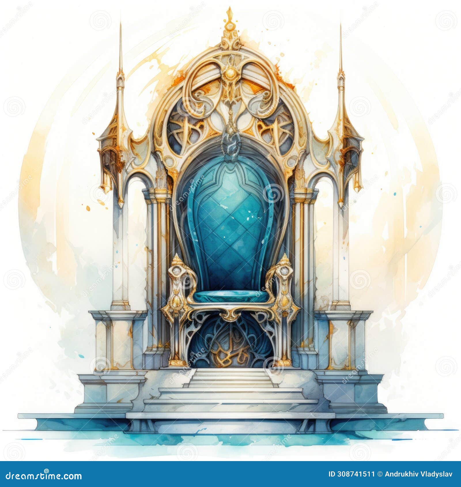 Watercolor-Style Majestic Throne with White Background Stock ...