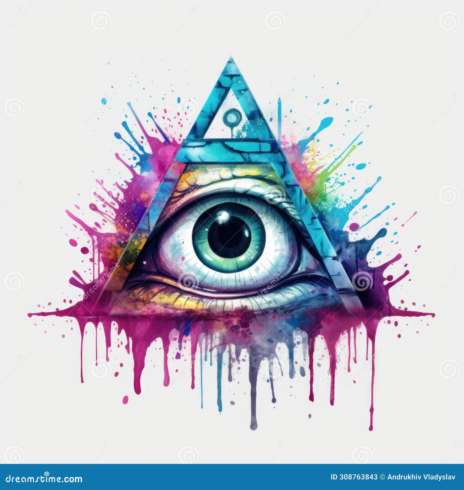 Watercolor-Style Sign Illuminati with White Background Stock ...