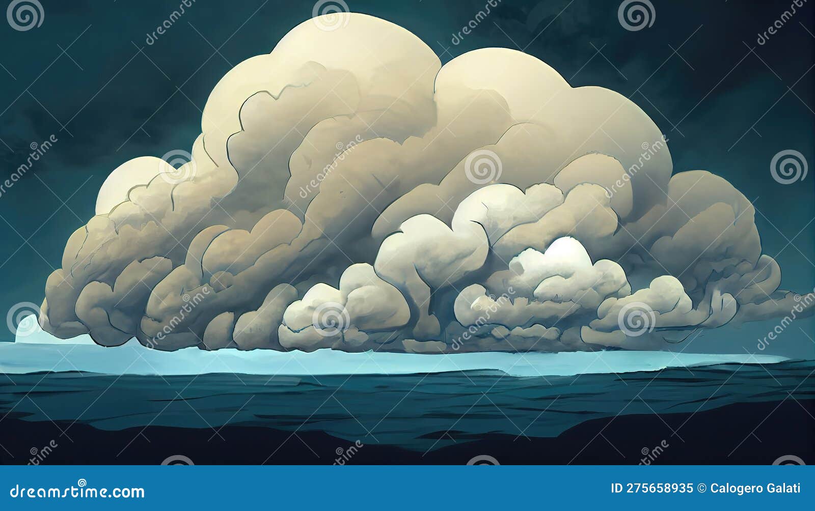 A Watercolor Styled Cloud Illustration, Big White Clouds, Ai Generated ...