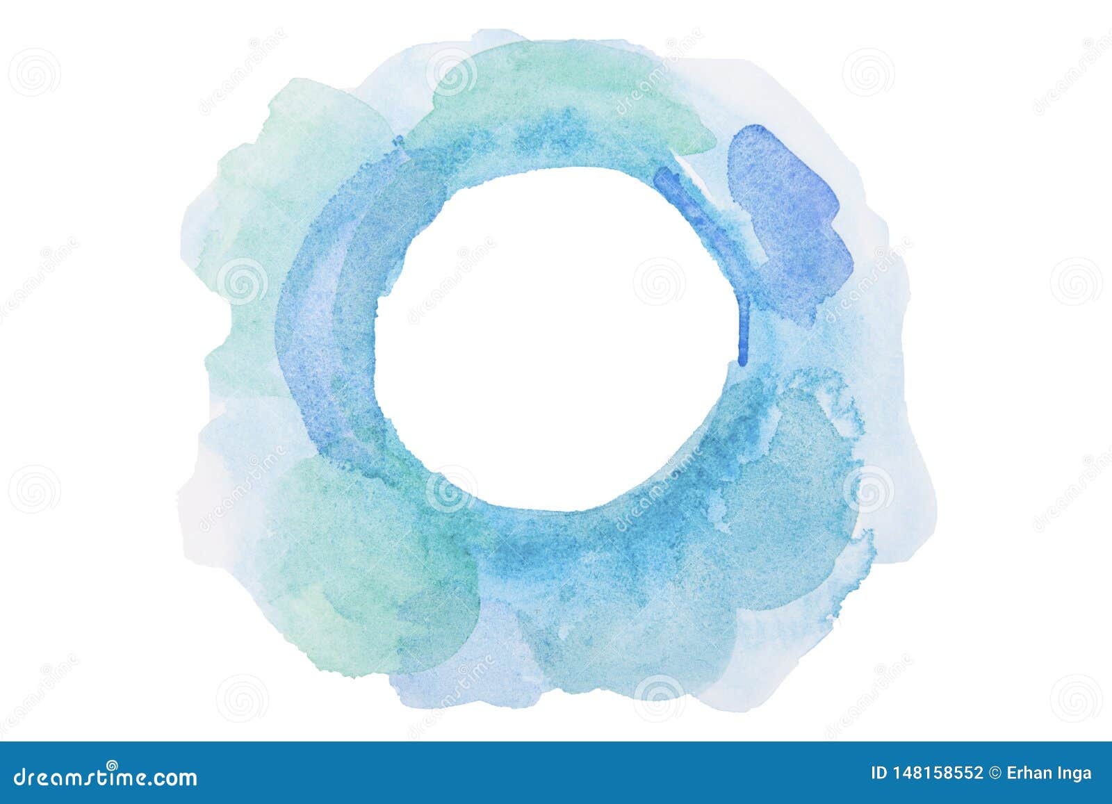 Watercolor Stylized Circle in Blue Colors Isolated. Hand Drawn ...