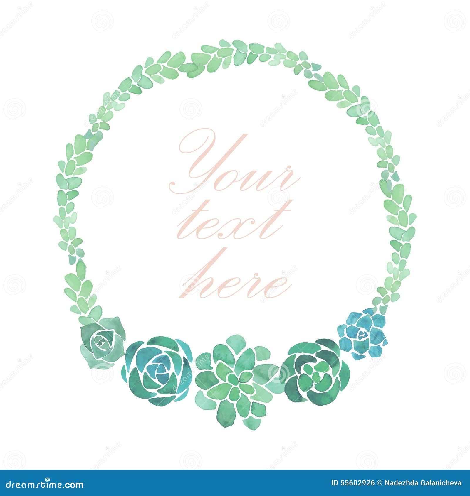 Watercolor Succulents Frame Stock Vector - Illustration of wallpaper ...