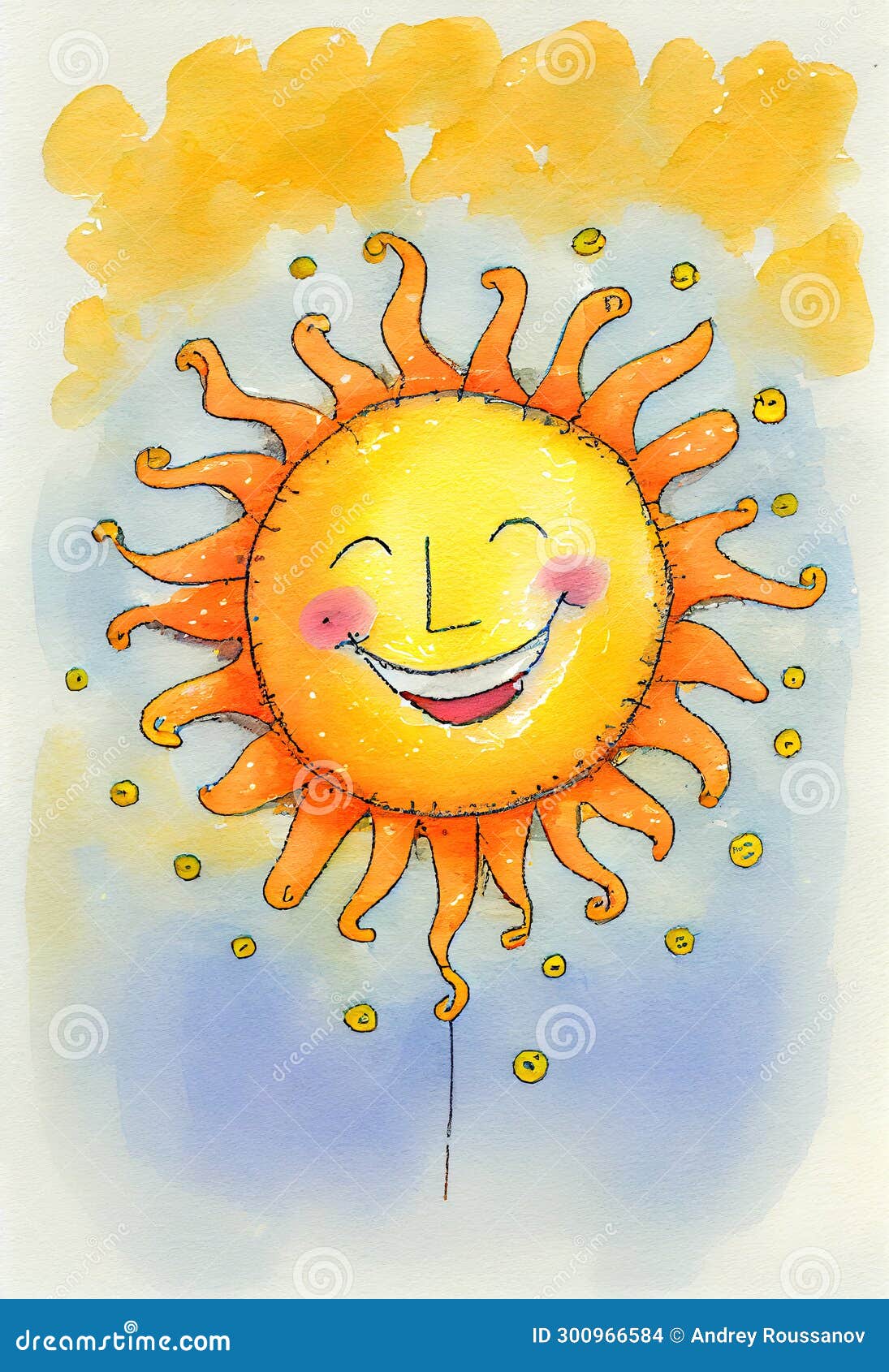 Watercolor Sun Backdrop. Ai Render Stock Photo - Image of border, frame ...