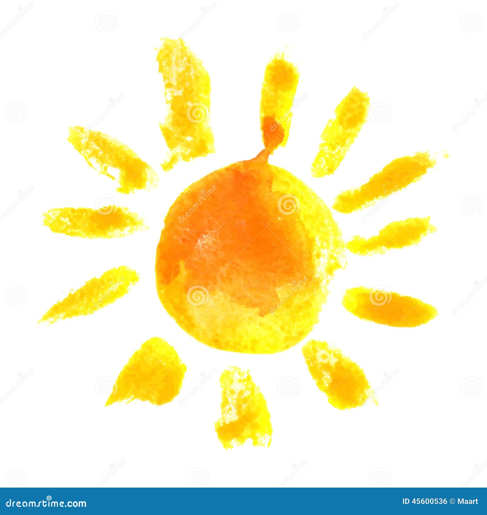 Watercolor sun icon stock vector. Illustration of isolated - 45600536