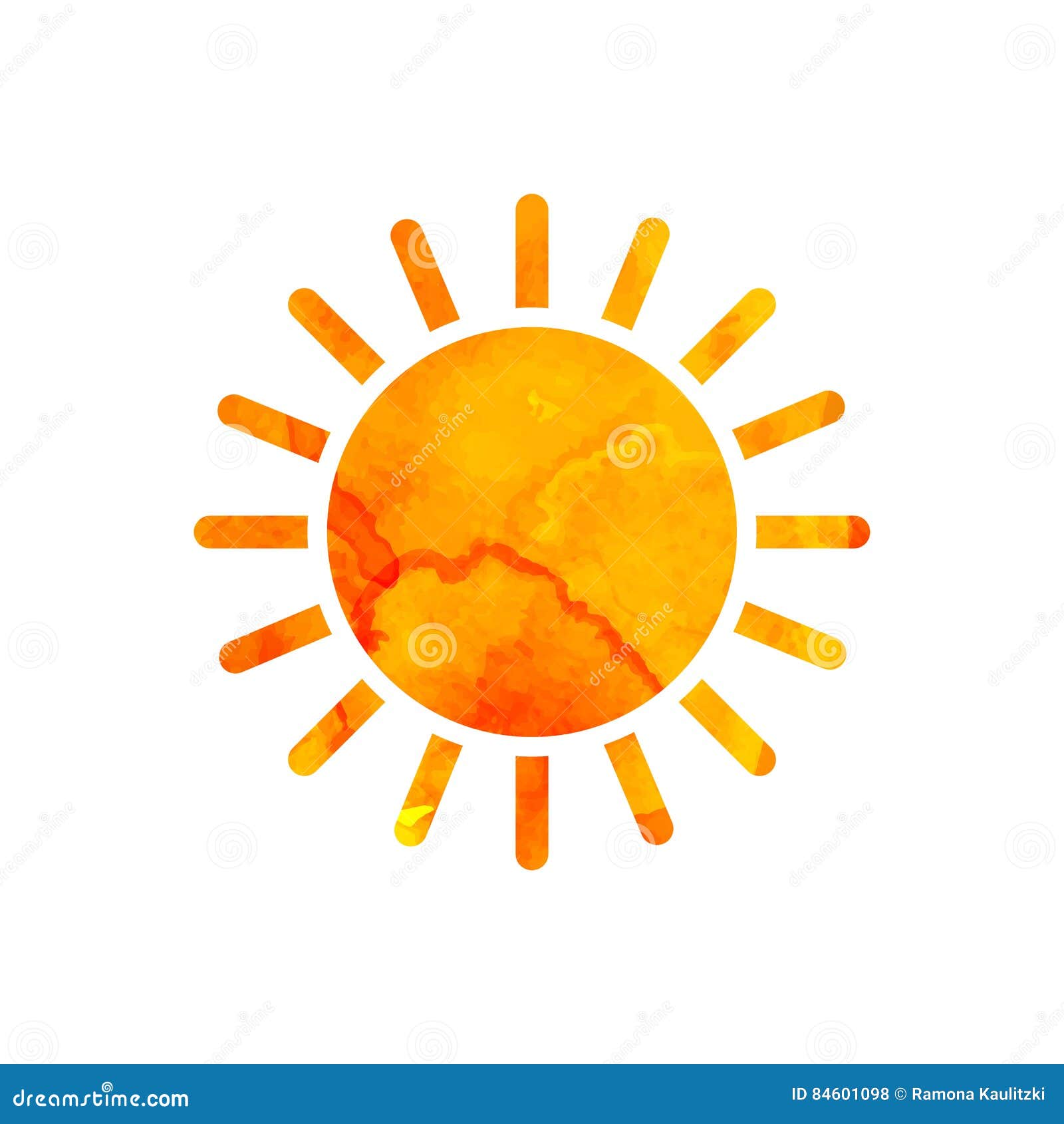 Watercolor Sun stock illustration. Illustration of painting - 84601098