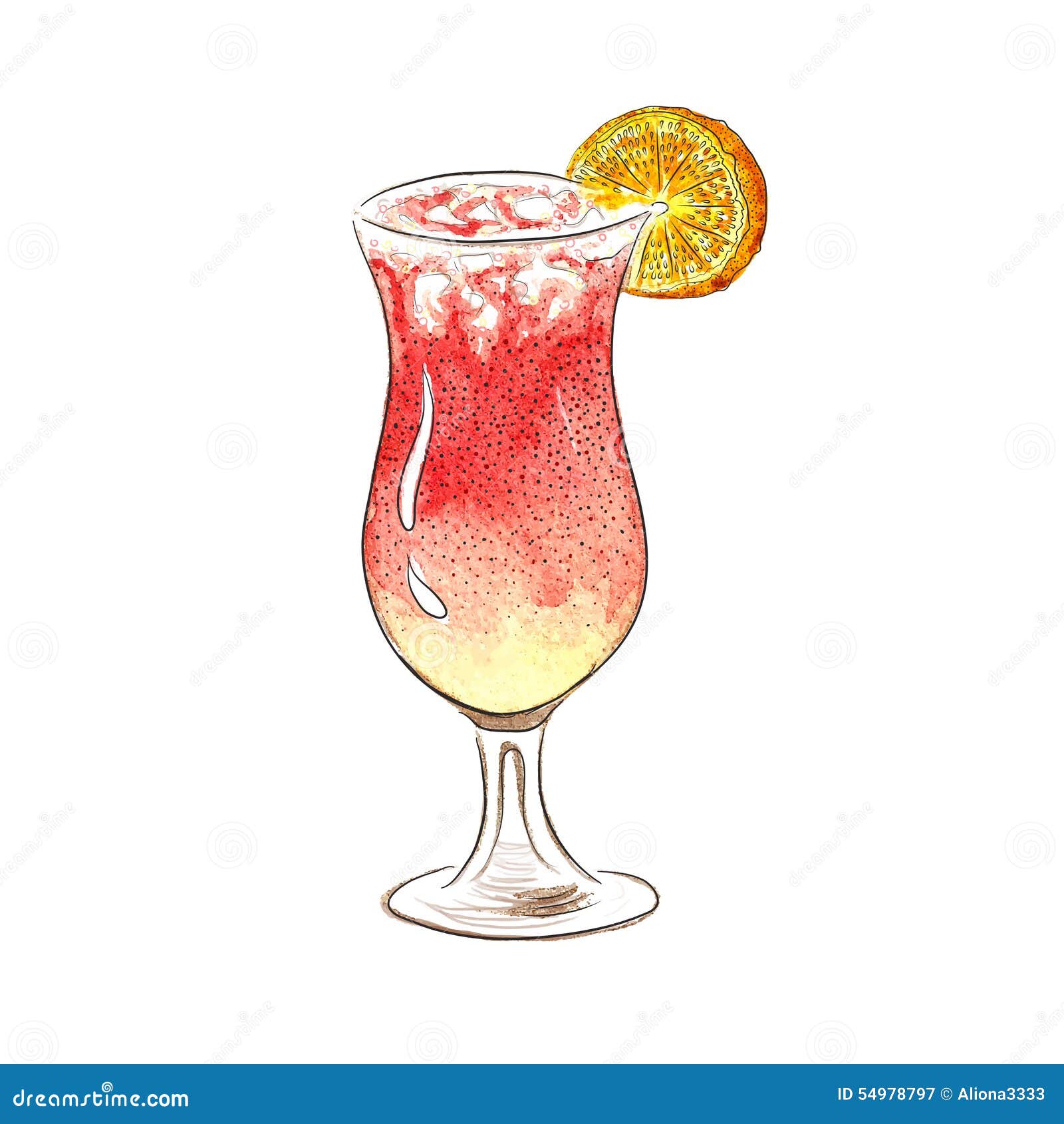 Watercolor Sunrise Doodle Cocktail Stock Vector - Illustration of fresh ...