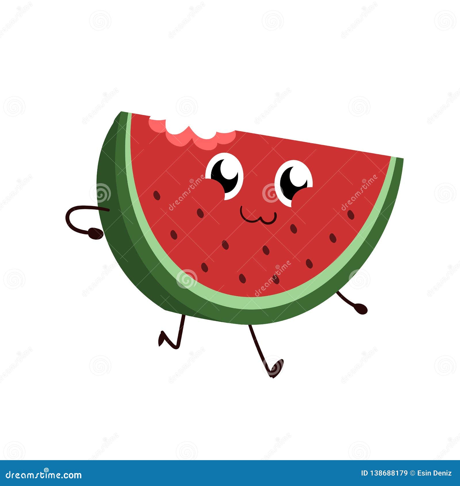 Watercolor Super Friendly Watermelon. Character Design Stock ...