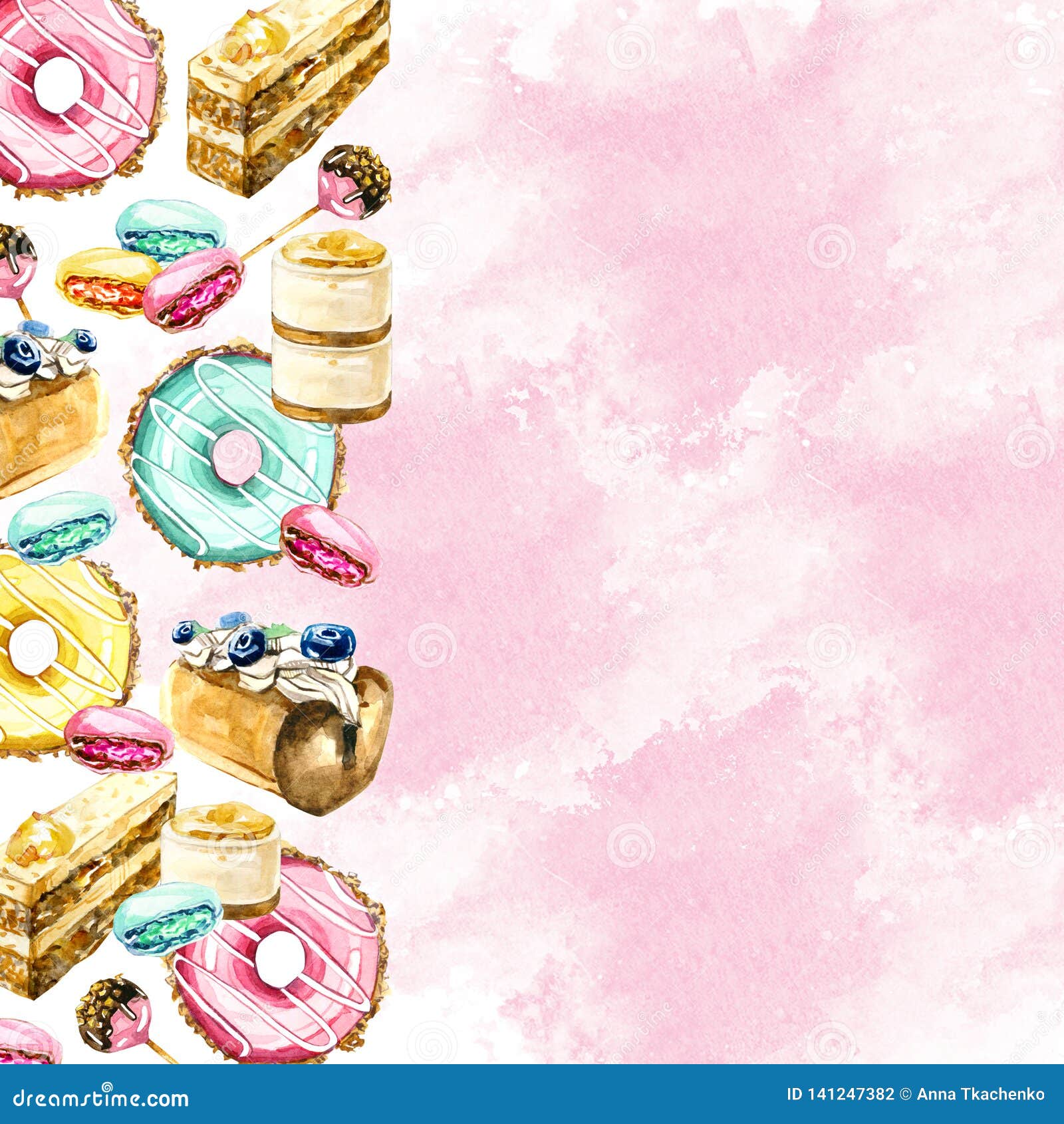 Watercolor Sweets Frame, Template Stock Illustration - Illustration of ...