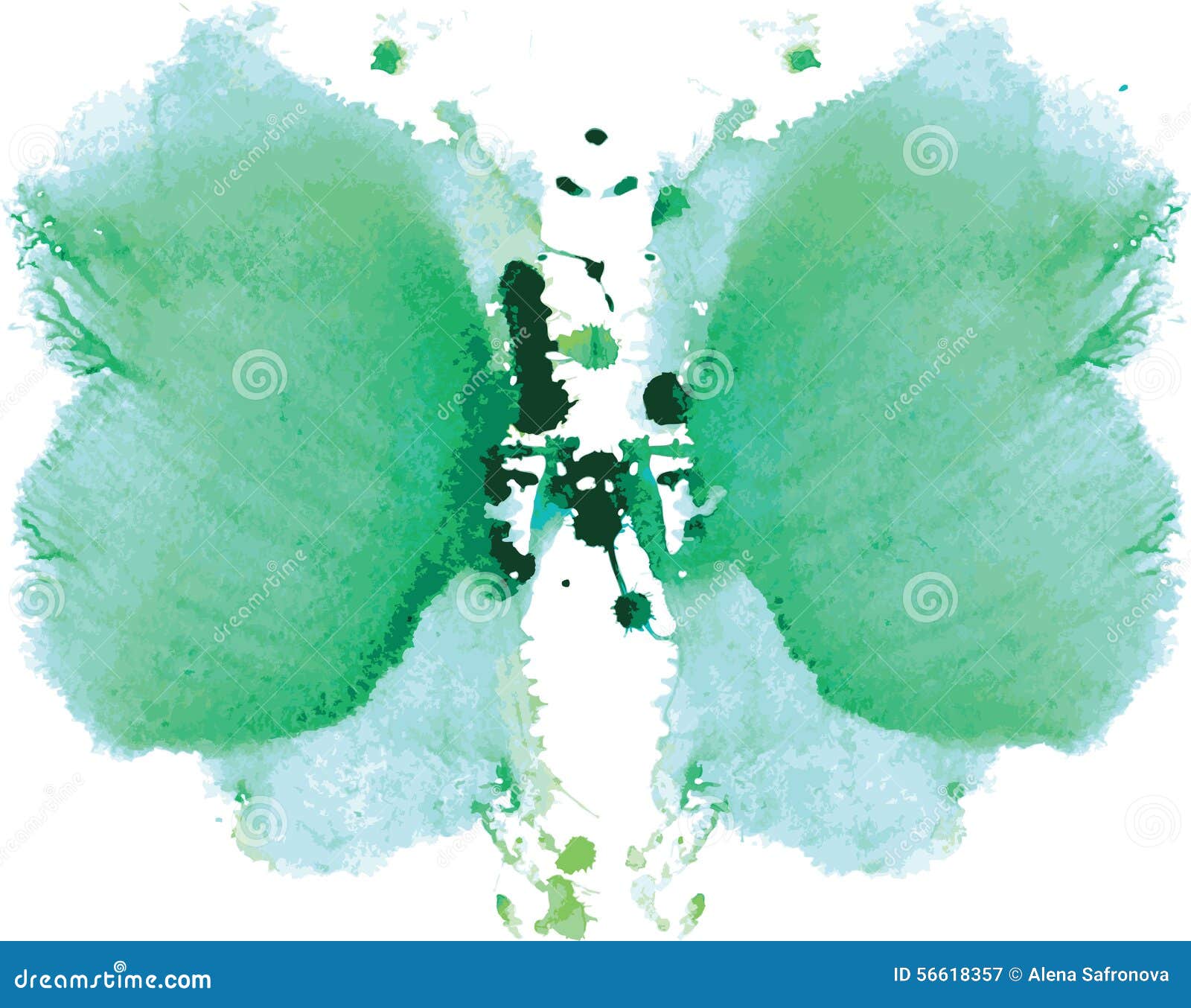 Watercolor Symmetrical Rorschach Blot Stock Vector - Illustration of ...