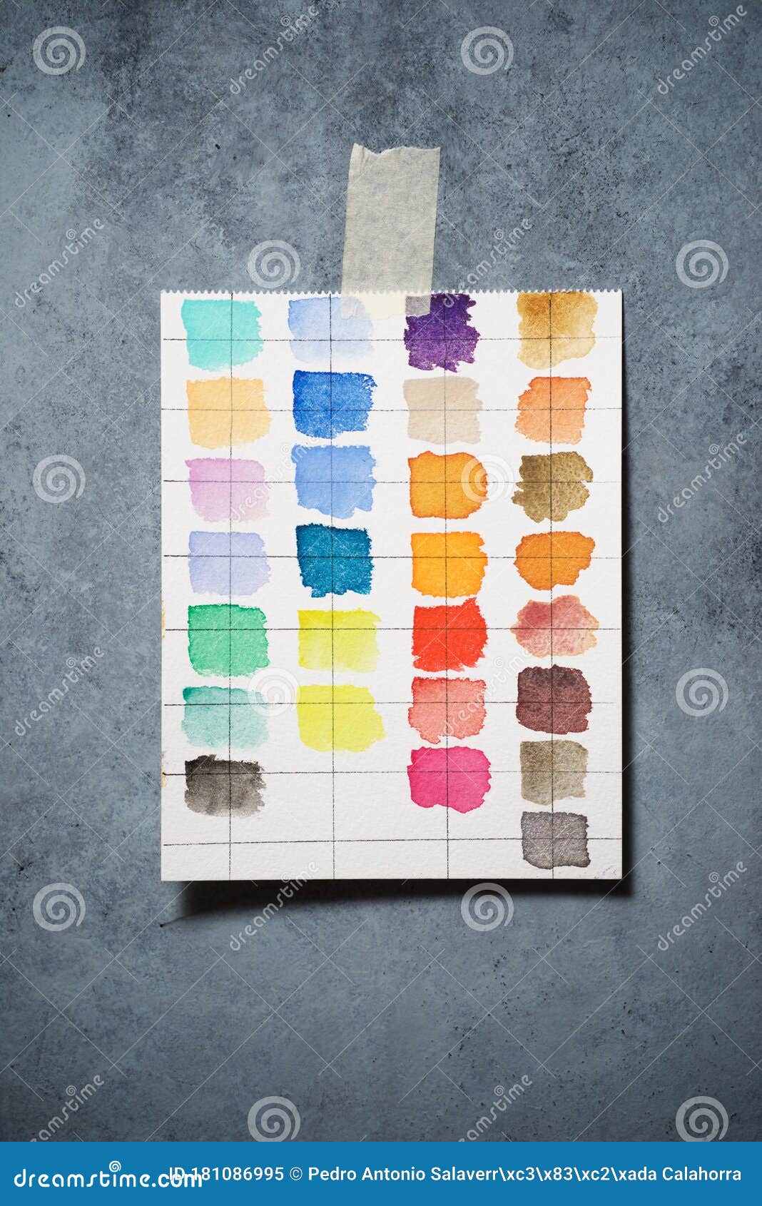 Watercolor test card stock image. Image of close, artist - 181086995