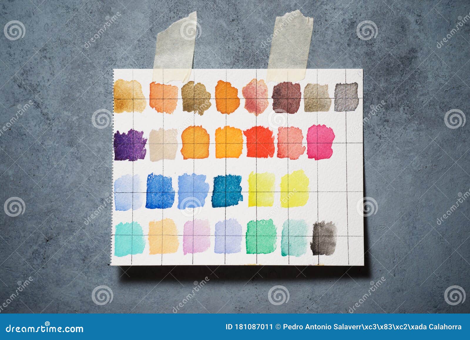 Watercolor test card stock image. Image of painter, artwork - 181087011
