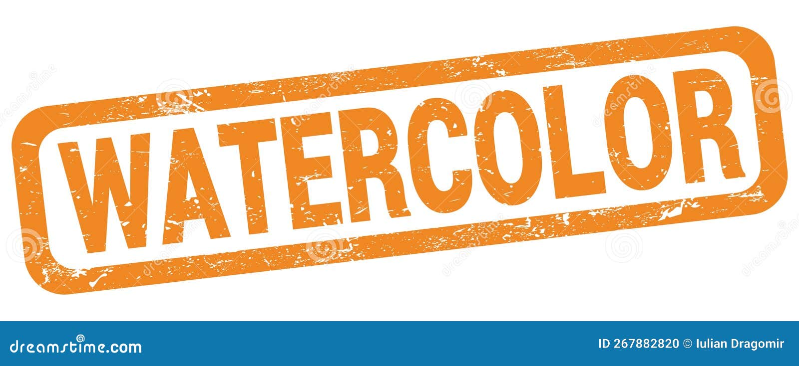 WATERCOLOR Text Written on Orange Rectangle Stamp Stock Illustration ...
