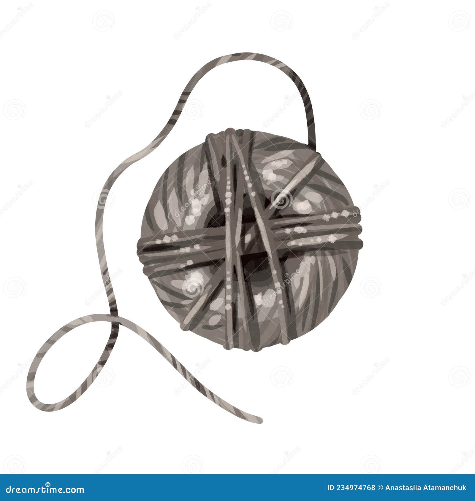 Watercolor Thread Coil. a Coil of Rope Gray Stock Illustration ...