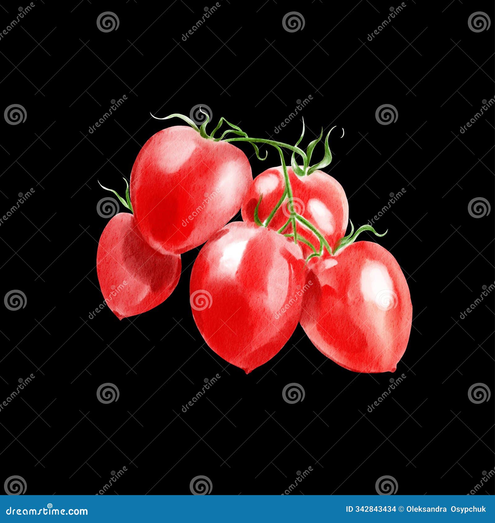 Watercolor Vegetable Tomato Brunch Stock Illustration - Illustration of ...