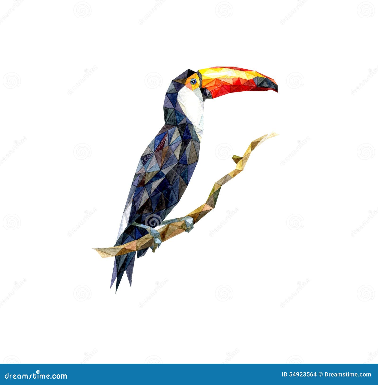 Watercolor Toucan Birds Abstract Stock Illustration - Illustration of ...