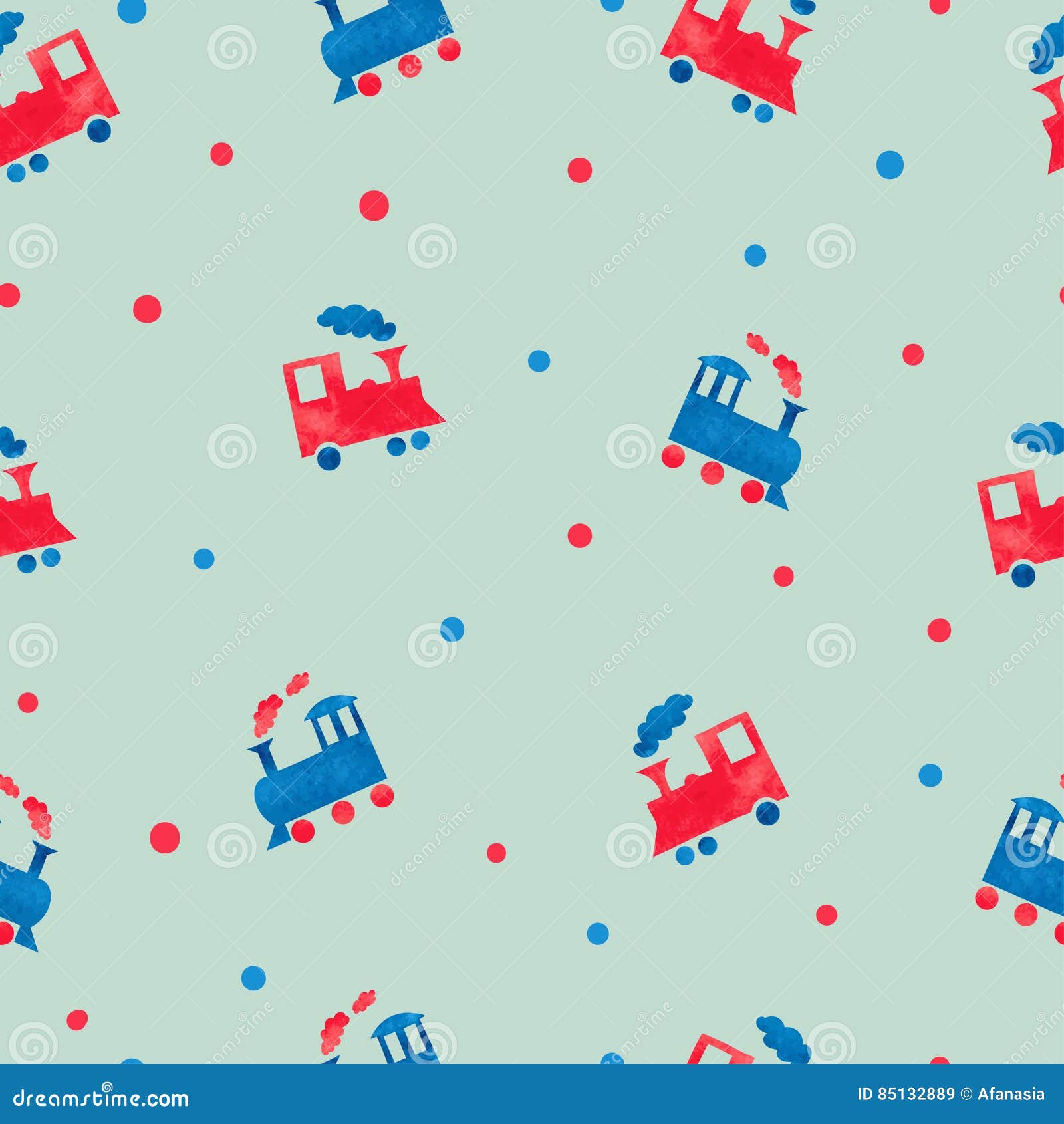 Watercolor Toy Trains Pattern Stock Vector - Illustration of white ...