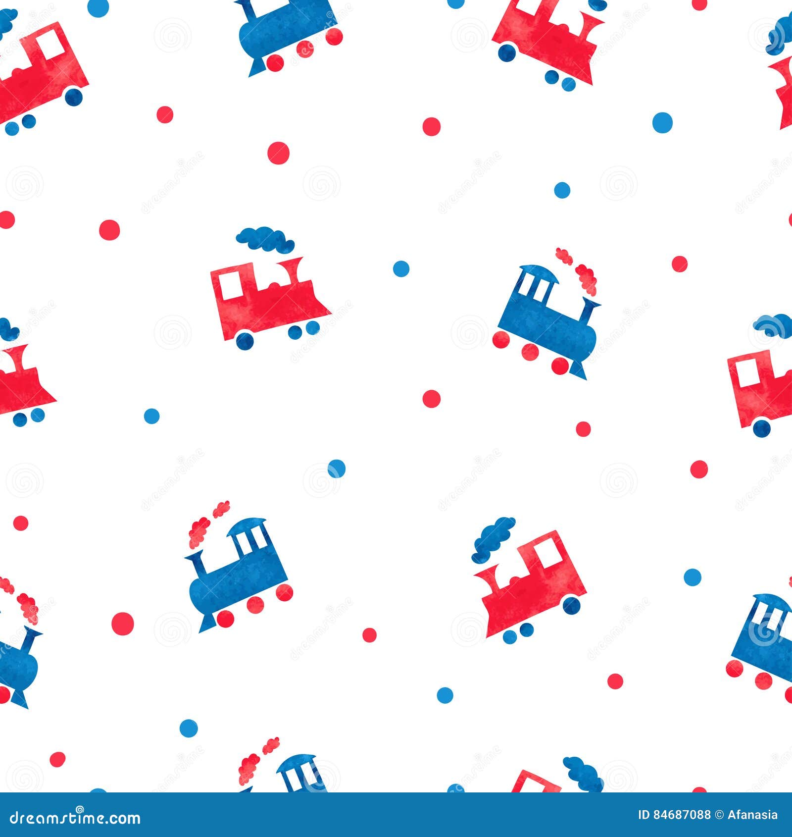 Watercolor Toy Trains Seamless Pattern. Stock Vector - Illustration of ...