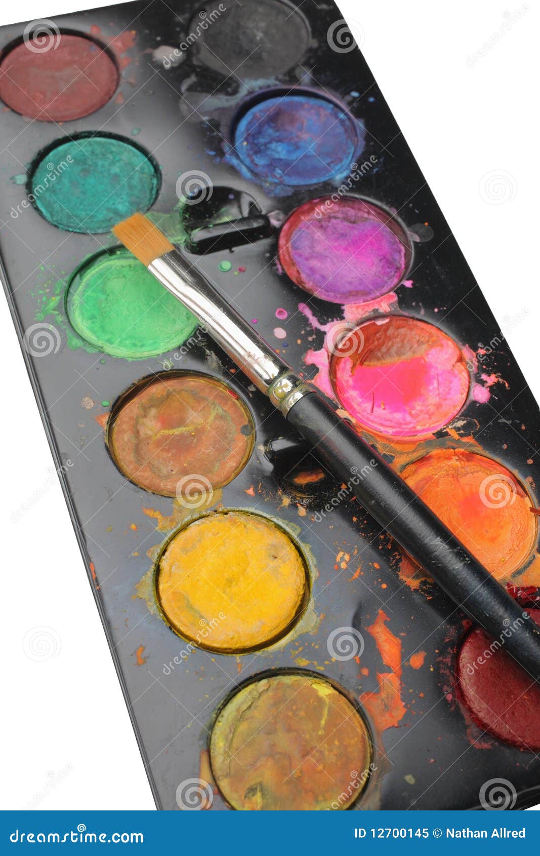 Watercolor tray stock image. Image of messy, leisure - 12700145