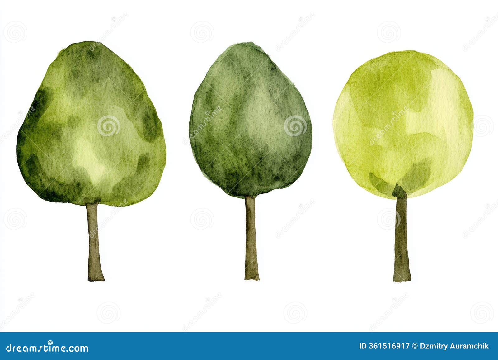 Watercolor Tree Set, Hand-drawn Trees, Watercolor Bush Paintings, AI ...