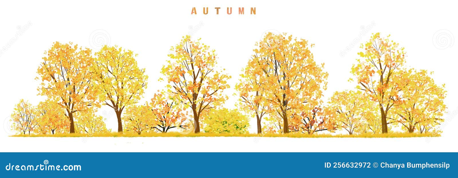 Watercolor Tree Side View for Landscape Stock Photo - Image of ...