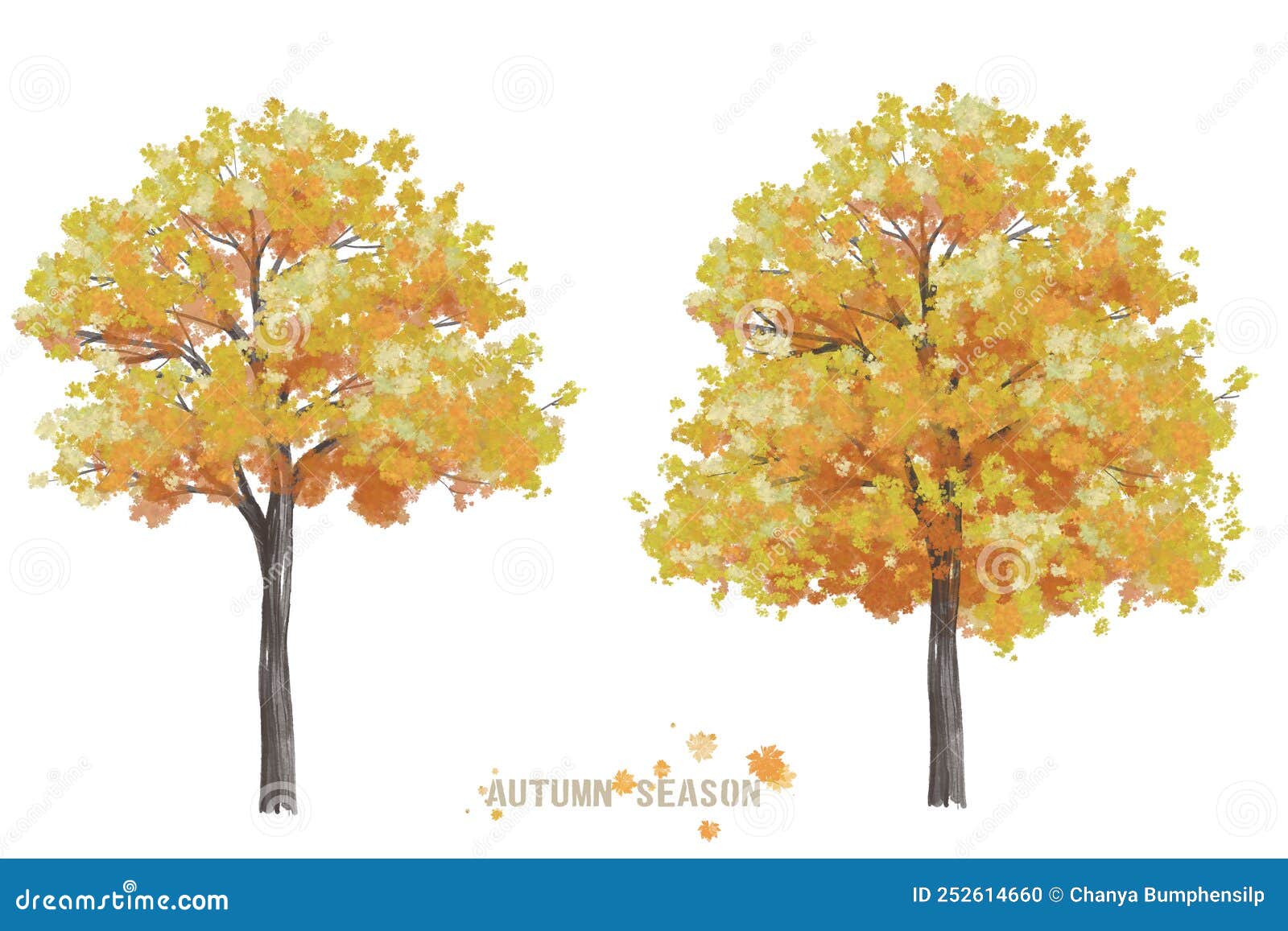 Watercolor Tree Side View for Landscape Stock Illustration ...