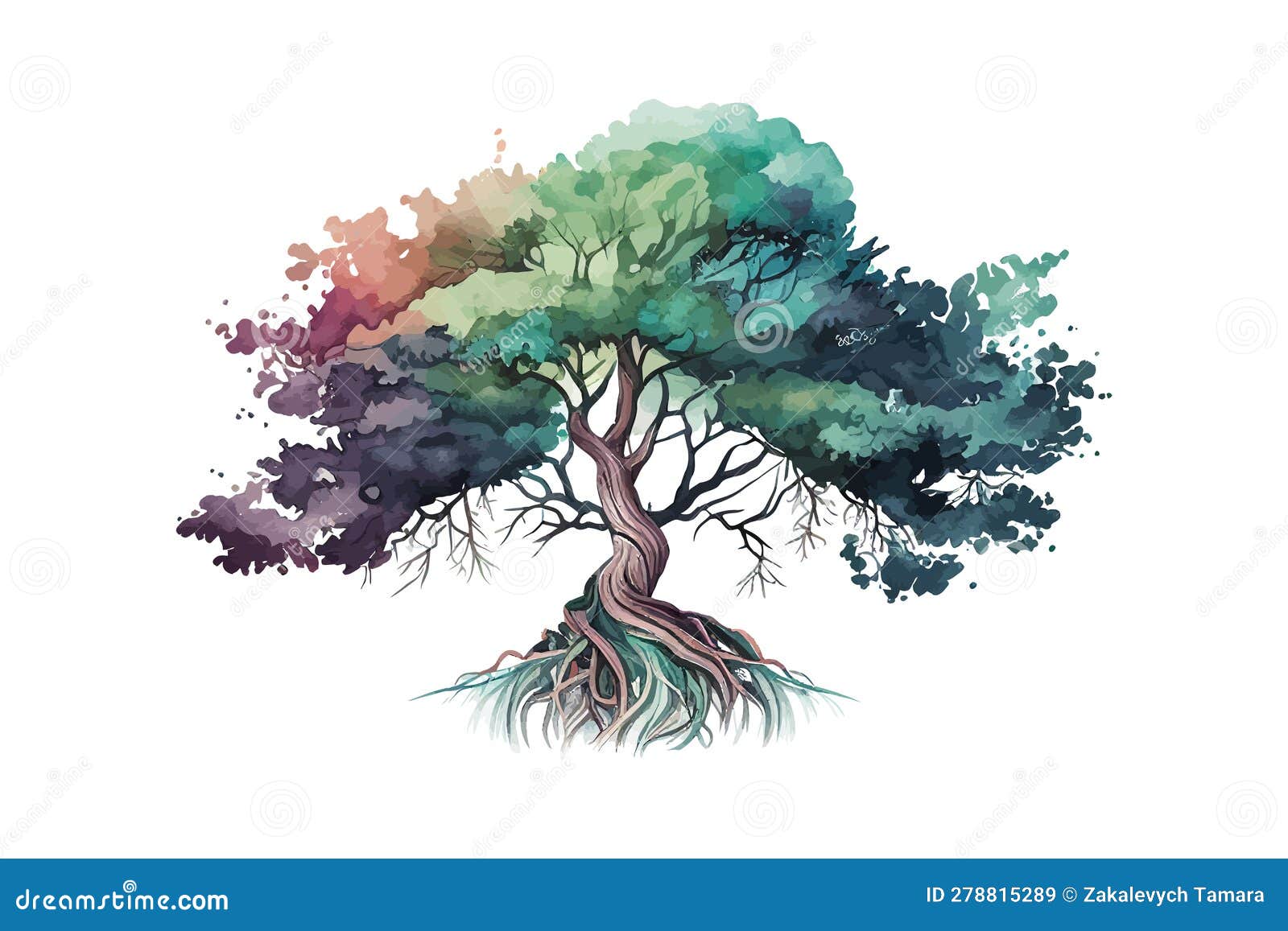 Watercolor Tree. Vector Illustration Stock Illustration - Illustration ...