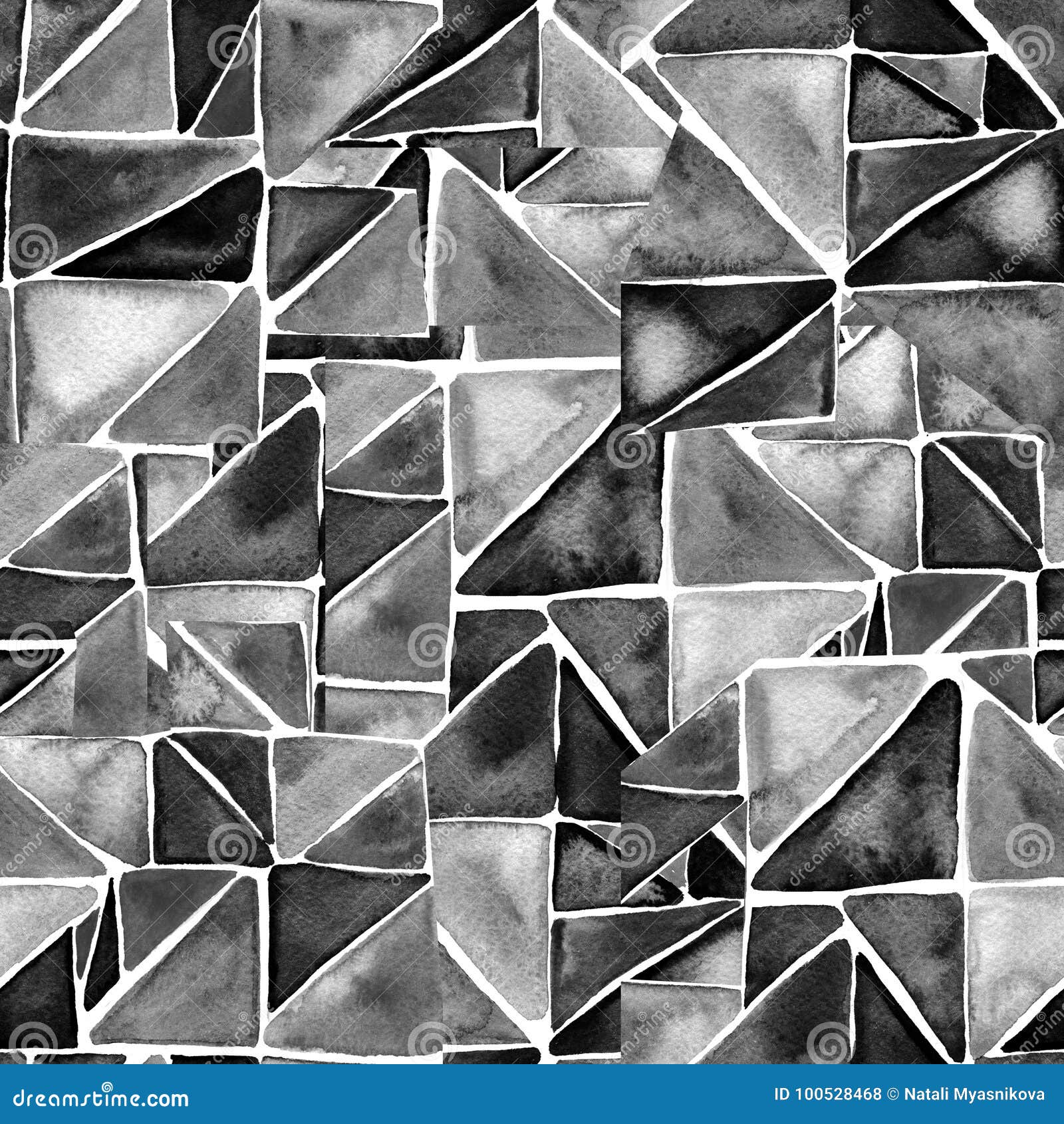 Watercolor Triangles Seamless Pattern. Modern Seamless Pattern. Black ...