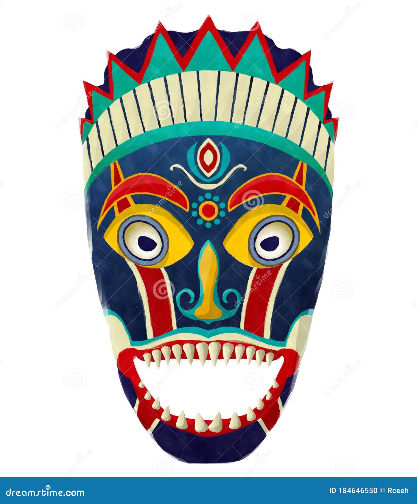 Watercolor tribal mask stock illustration. Illustration of graphic ...