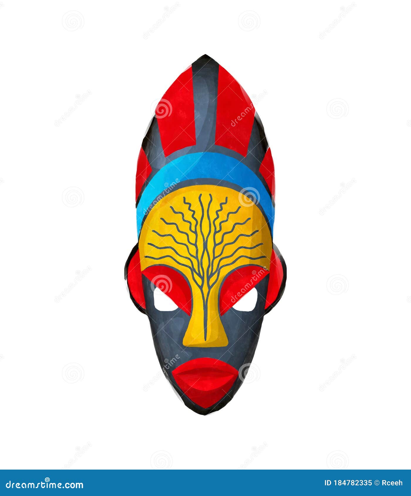 Watercolor tribal mask stock illustration. Illustration of african ...