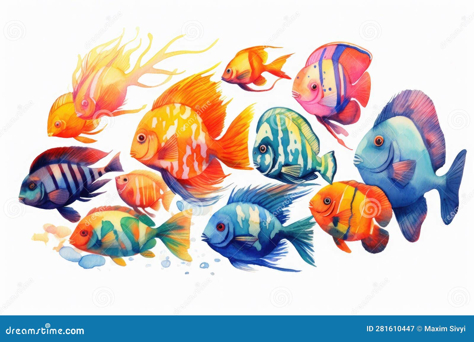 Watercolor tropical fish stock illustration. Illustration of watercolor ...