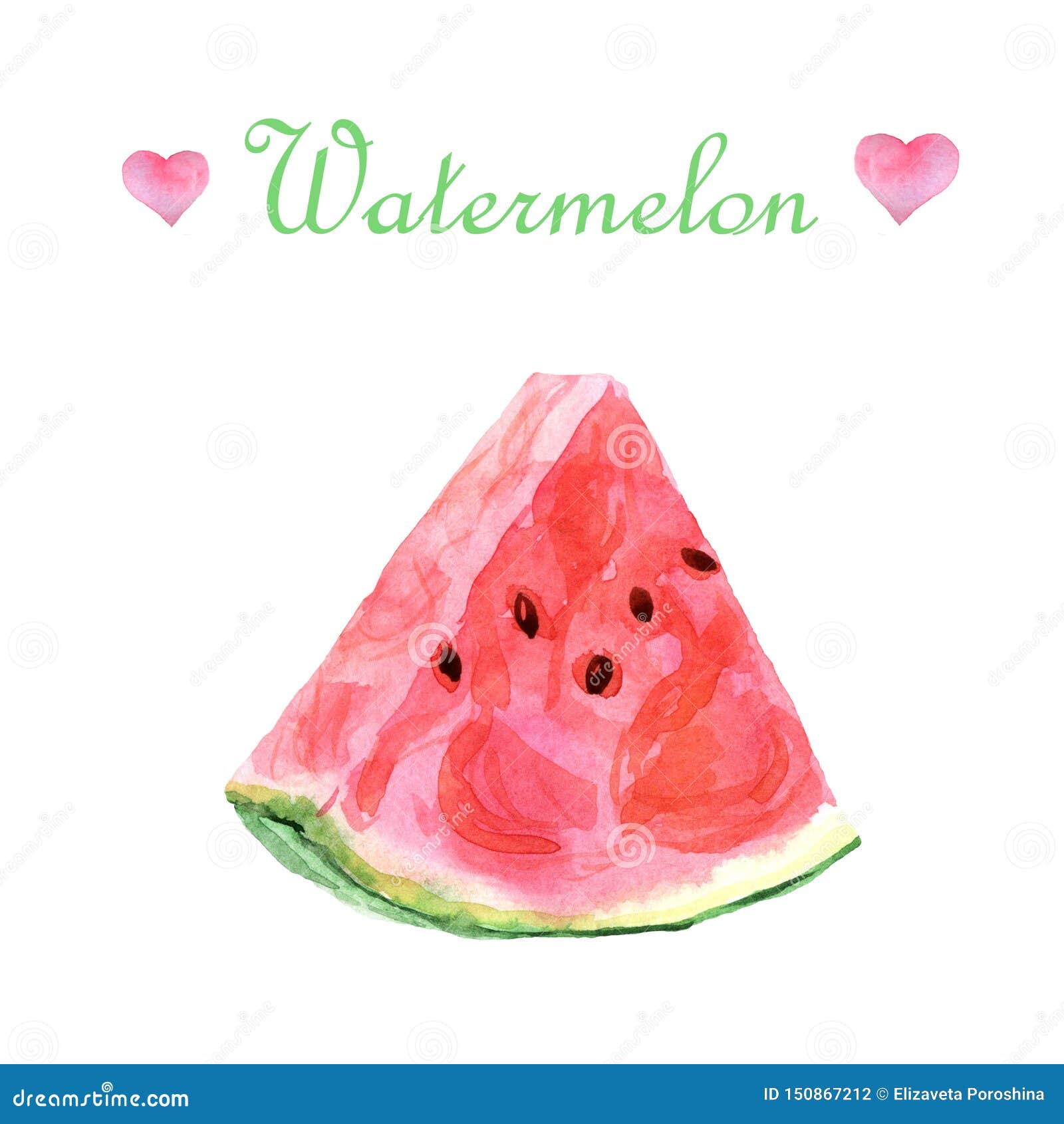 Watercolor Tropical Illustration with Watermelon on a White Background ...