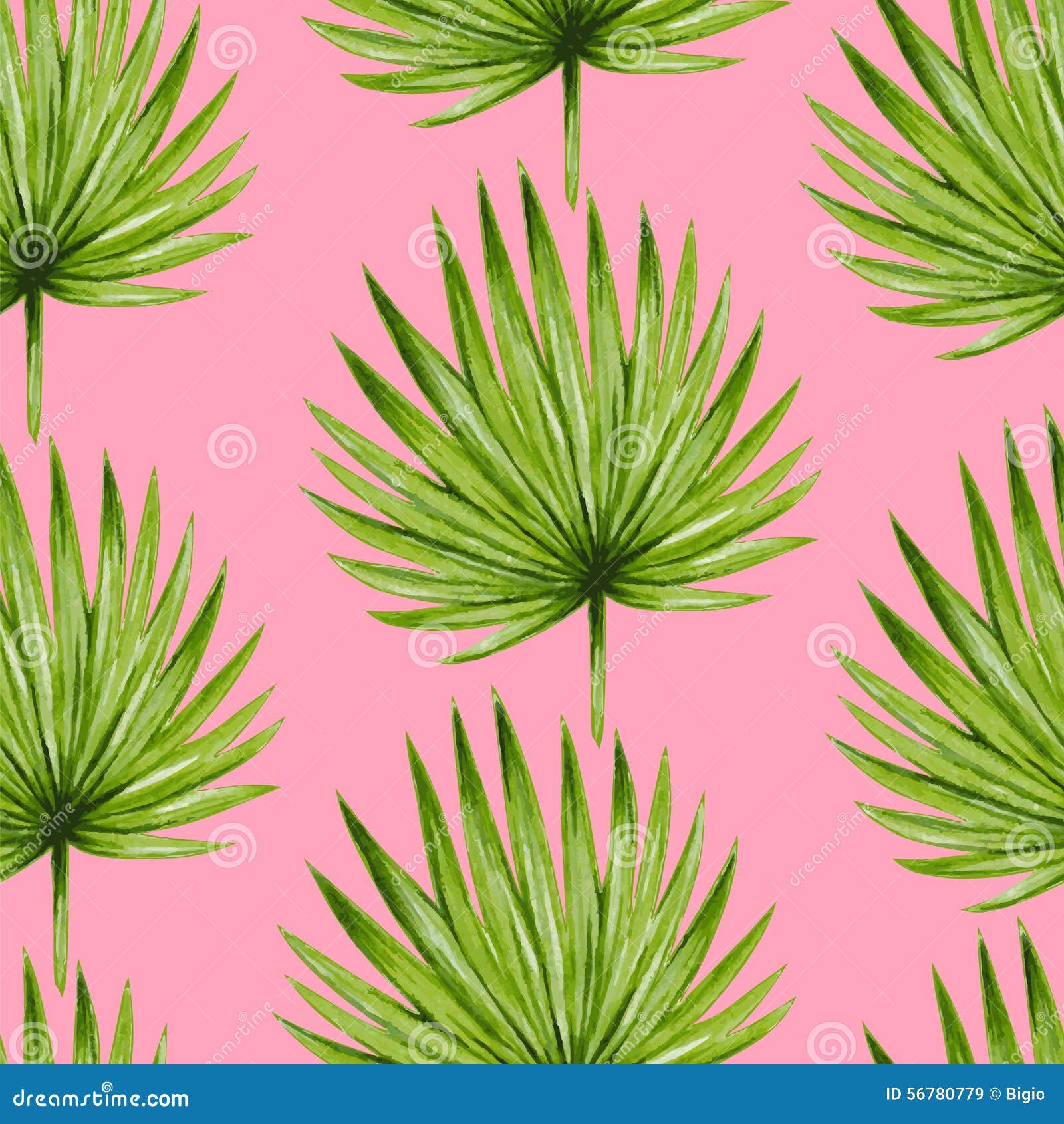 Watercolor Tropical Palm Leaves Seamless Pattern. Stock Vector ...