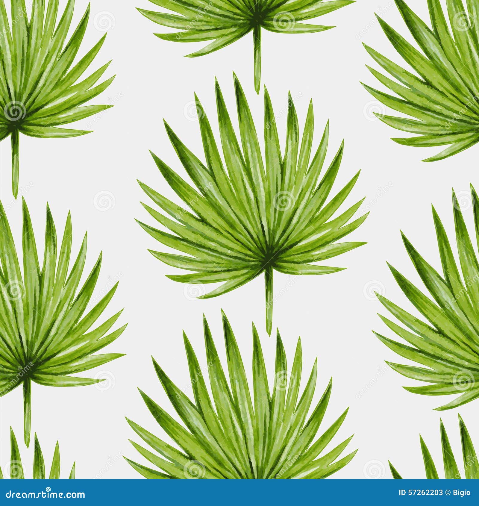 Watercolor Tropical Palm Leaves Seamless Pattern Stock Vector - Image ...