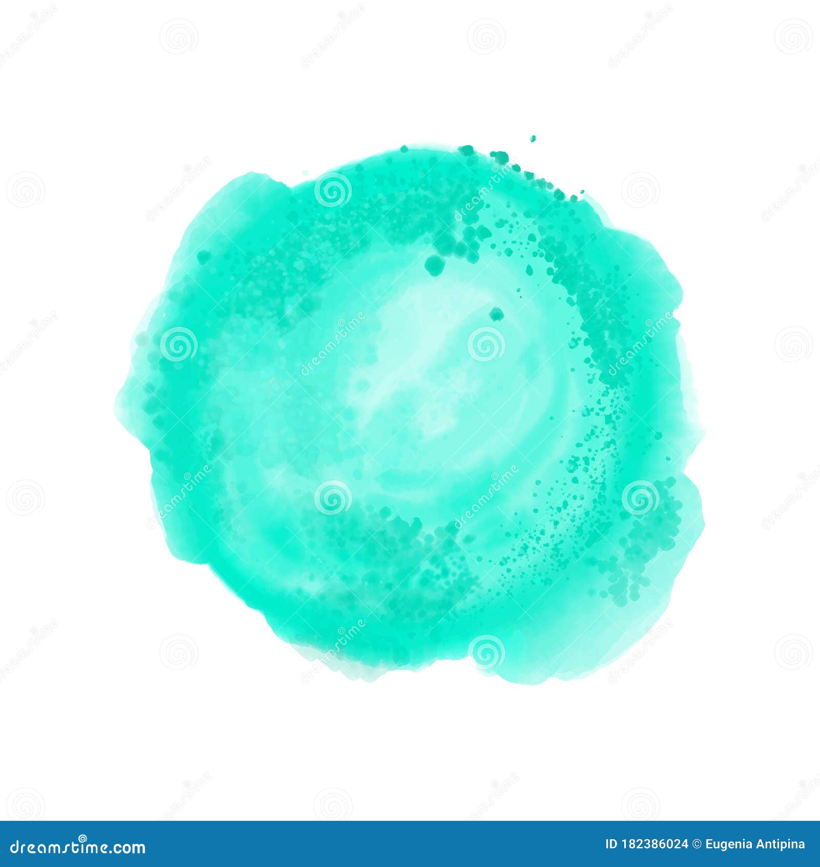 Watercolor Turquoise Splash Round Element Isolated on White Background ...